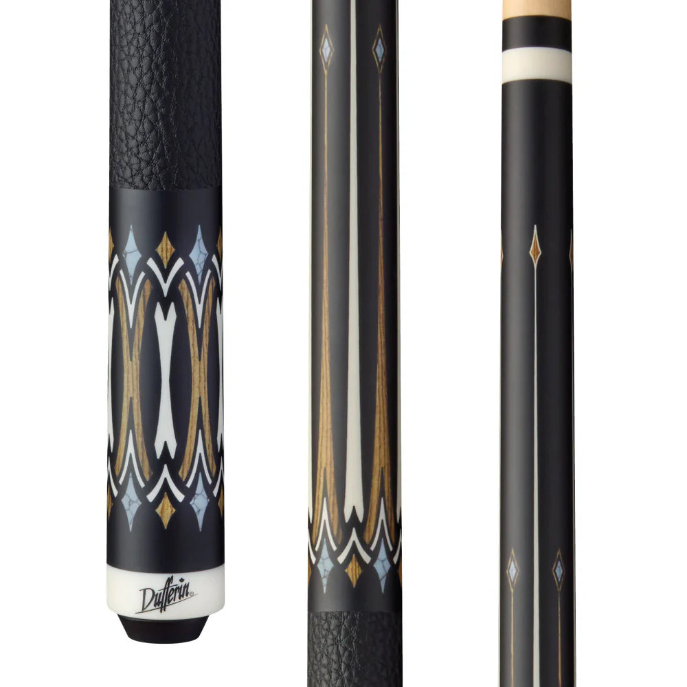 Dufferin Midnight Bocote Cross Cue with Embossed Leather Wrap